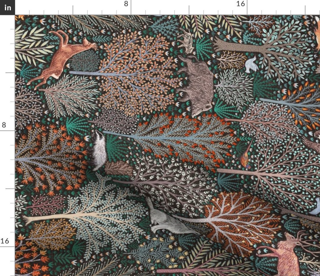 Forest Animals Fabric Forest Animals Rotated by Rebecca Reck Art Forest ...