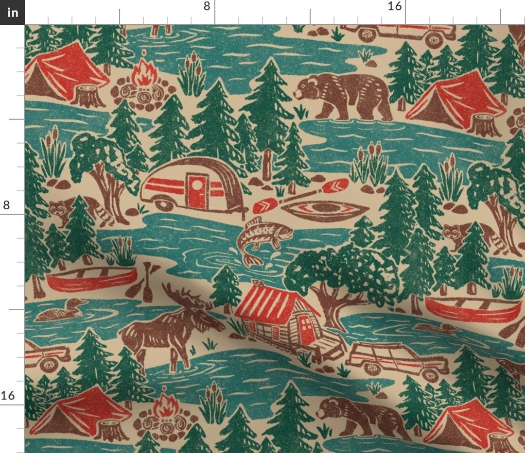 Vintage Lake House Fabric North Country by Byre_wilde Summer Cabin ...