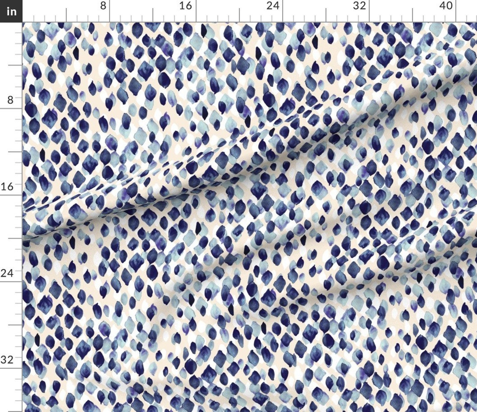 Abstract Indigo Blue Fabric Indigo Rain by Crystal Walen - Etsy