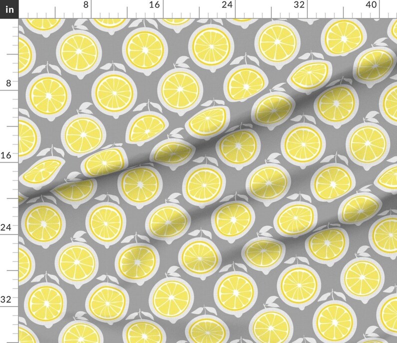 Lemon Slice Fabric Julie's Yellow Lemon Grid M by - Etsy