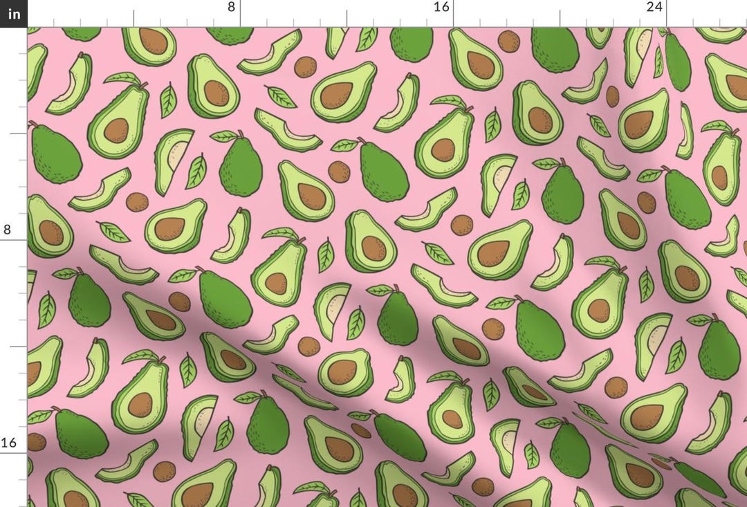 Avocados Fabric - Avocado Fabric on Pink by Caja Design - Avocado Food ...