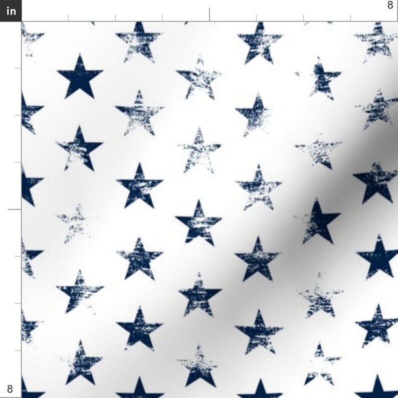 Navy Blue Star Fabric Distressed Navy Blue Stars on White - Etsy