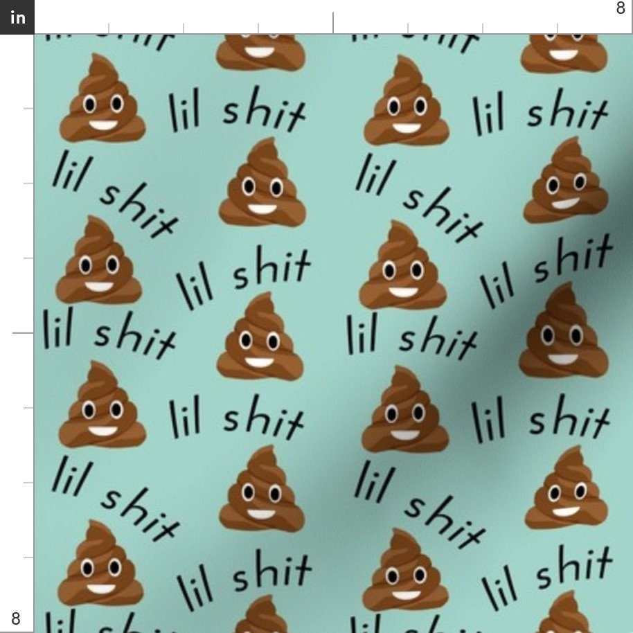 Poo Fabric Lil Sht Poop Emoji Sweary Mint by - Etsy