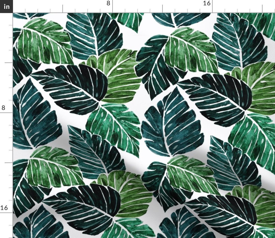 Monstera Leaves Fabric Monstera Leaves Medium by Crystal Walen Tropical ...