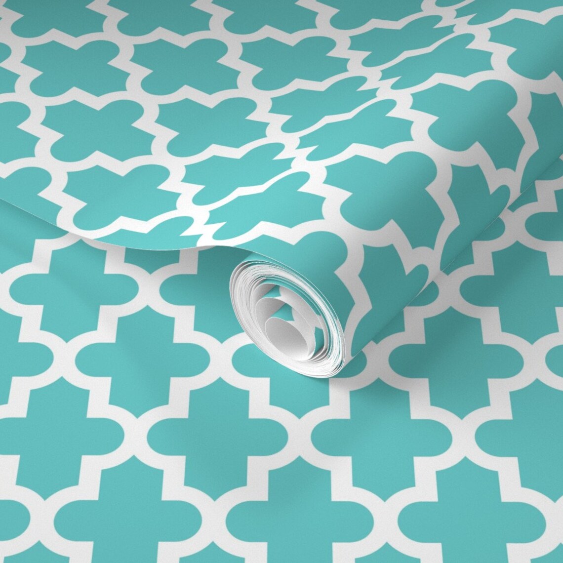 Quatrefoil Wallpaper Turquoise Moroccan by Sweetzoeshop - Etsy