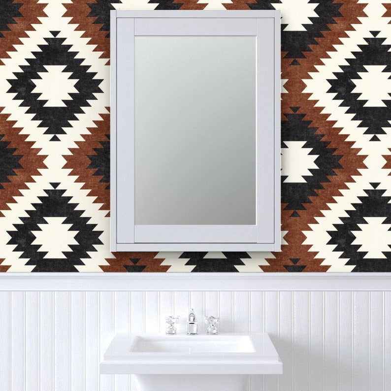 Southwestern Wallpaper Aztec Neutrals by Littlearrowdecor - Etsy
