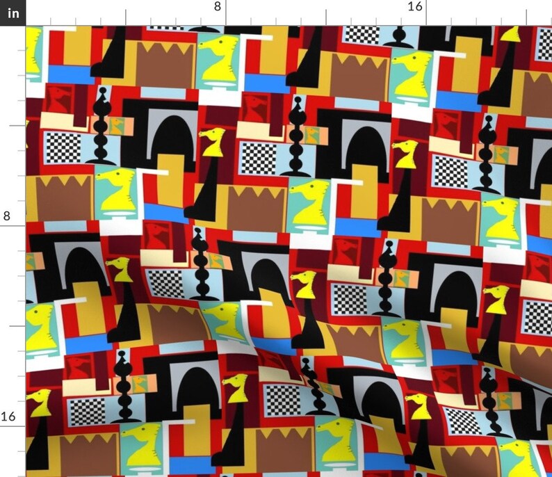 Abstract Chess Fabric The Knights Have Taken Over By Boris | Etsy
