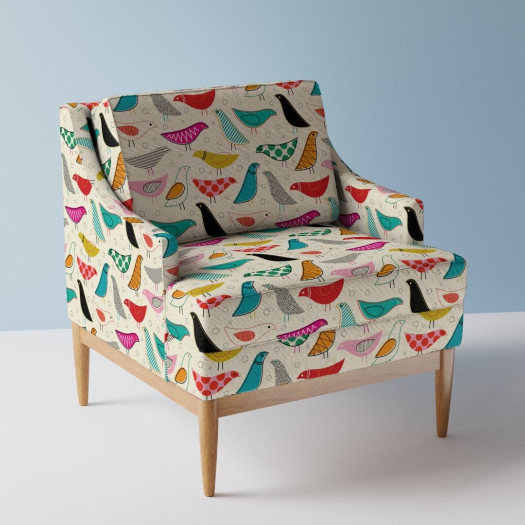 Mod Birds Upholstery Fabric A Nod to the House Bird by Katerhees Mid ...