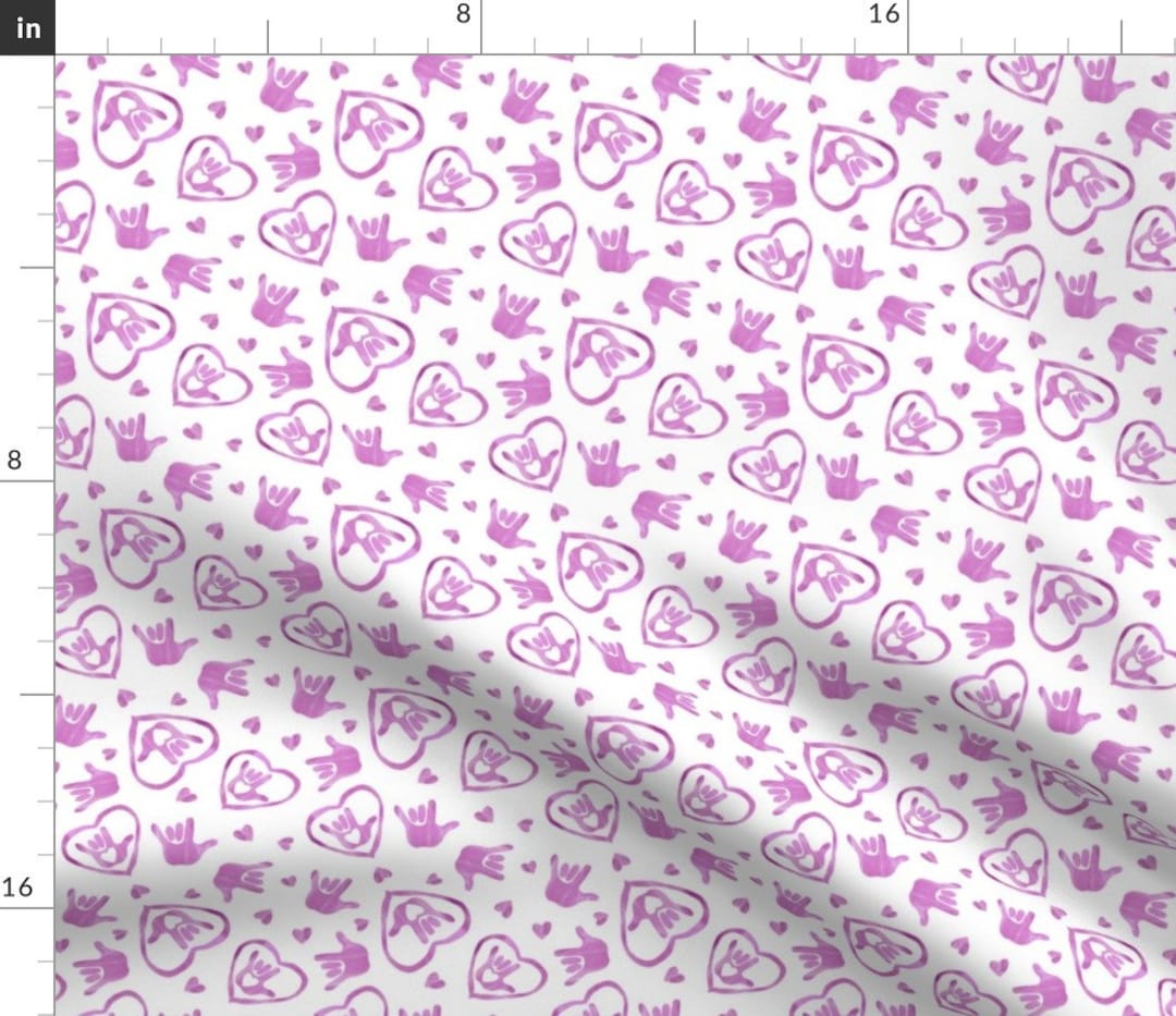 American Sign Language Fabric Asl I Love You Signs in Orchid by ...