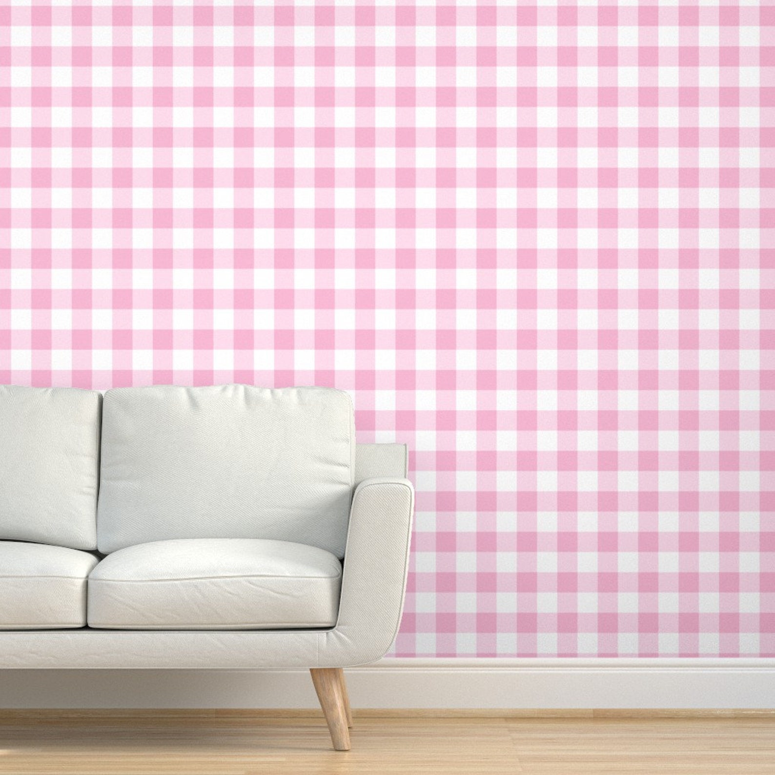 Pink Gingham Wallpaper Buffalo Check in Pink by Domesticate - Etsy