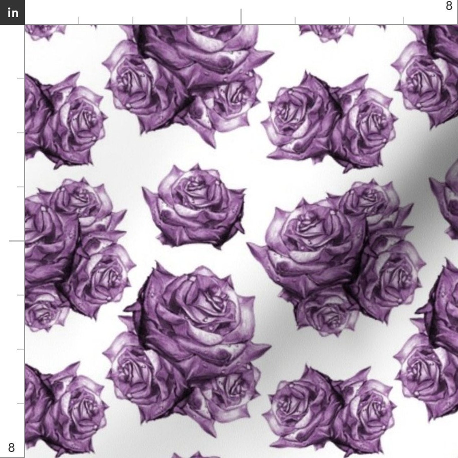 Purple Roses Fabric Rose Pattern Mono-color by Nellik - Etsy