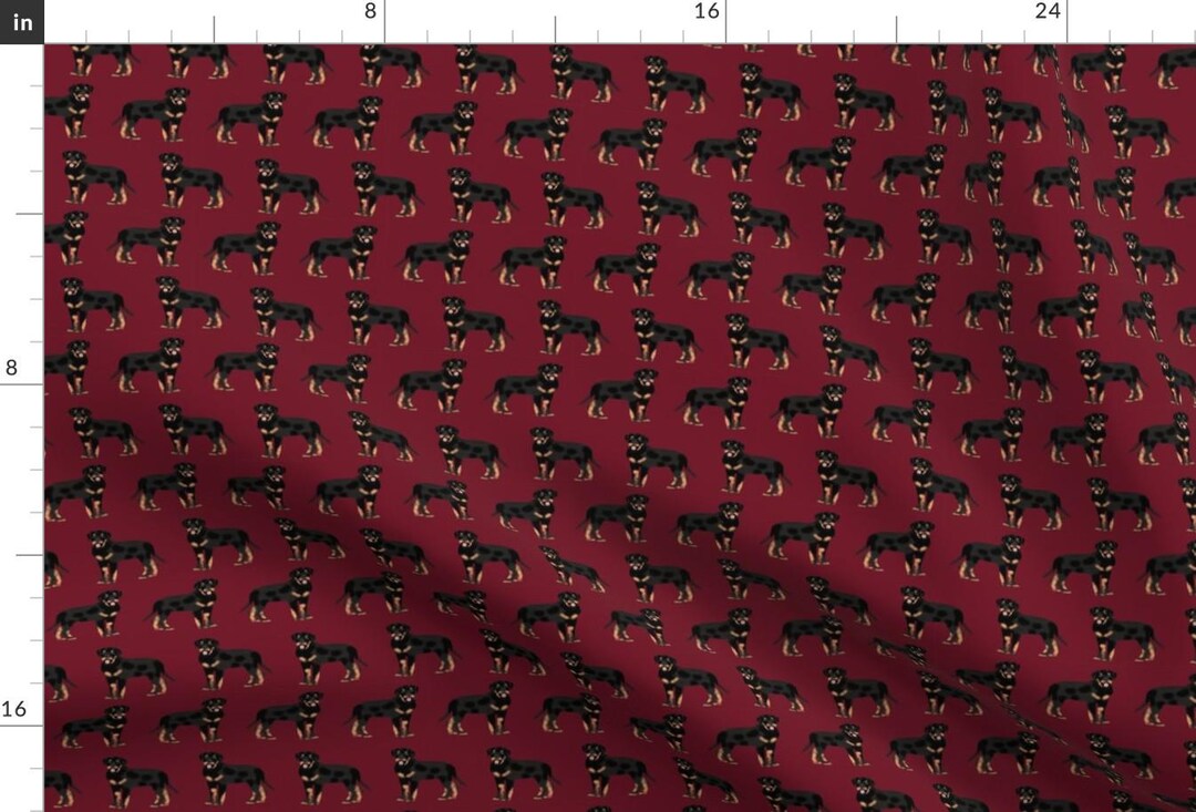 Red Rottweiler Fabric - Rottweiler Fabric Dog Fabric by Petfriendly ...
