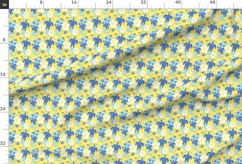 Topical Turtle Fabric - Island Turtles Blue Hawaii by Colour Angel by ...