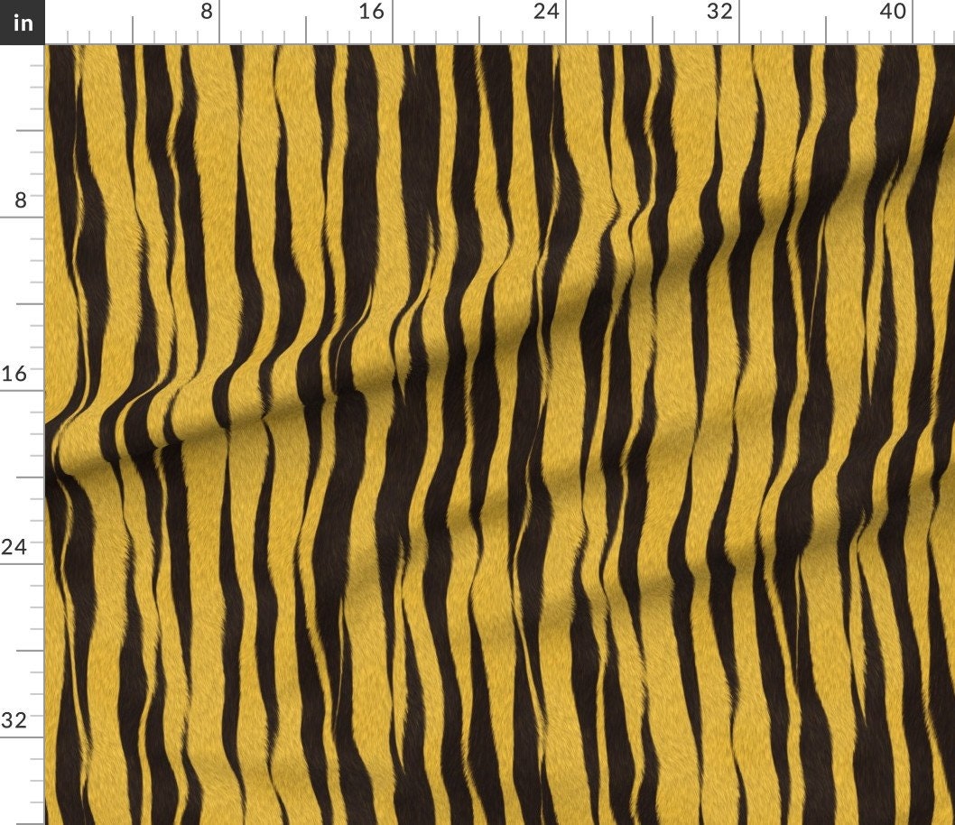 Tiger Stripe Fabric Yellow Tiger Skin by Animotaxis Yellow | Etsy