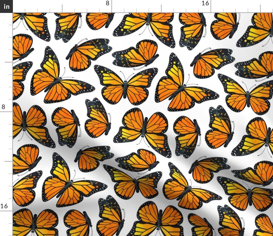 Monarch Fabric Monarch Butterfly Watercolor by Jannasalak - Etsy