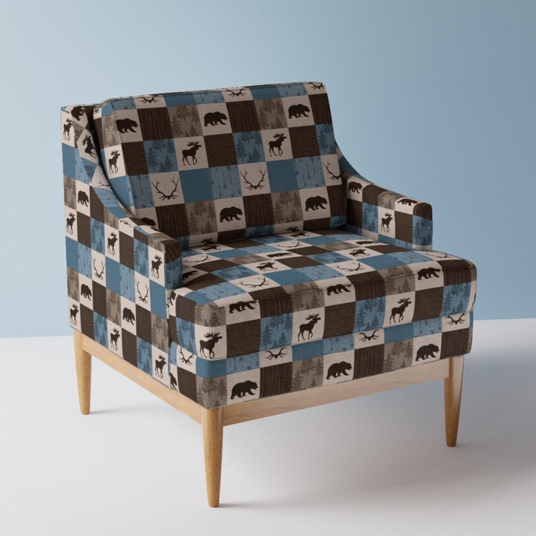 Brown Upholstery Fabric Moose Bear Patchwork by Sugarpinedesign ...