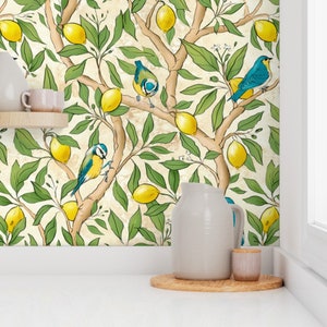 Nature Wallpaper Birds and Lemons by Chiaradesignstudio - Etsy