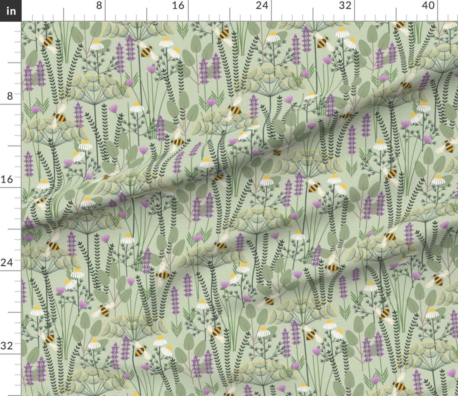 Herbs Fabric Herb Garden Large by Heleenvanbuul Herbs - Etsy