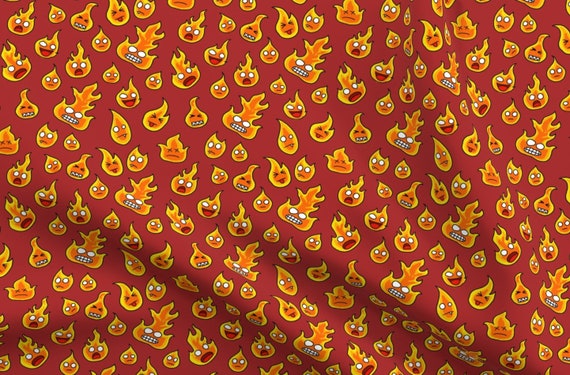 Fire Flame Faces Fabric Funky Flames By Amber Morgan Fire | Etsy