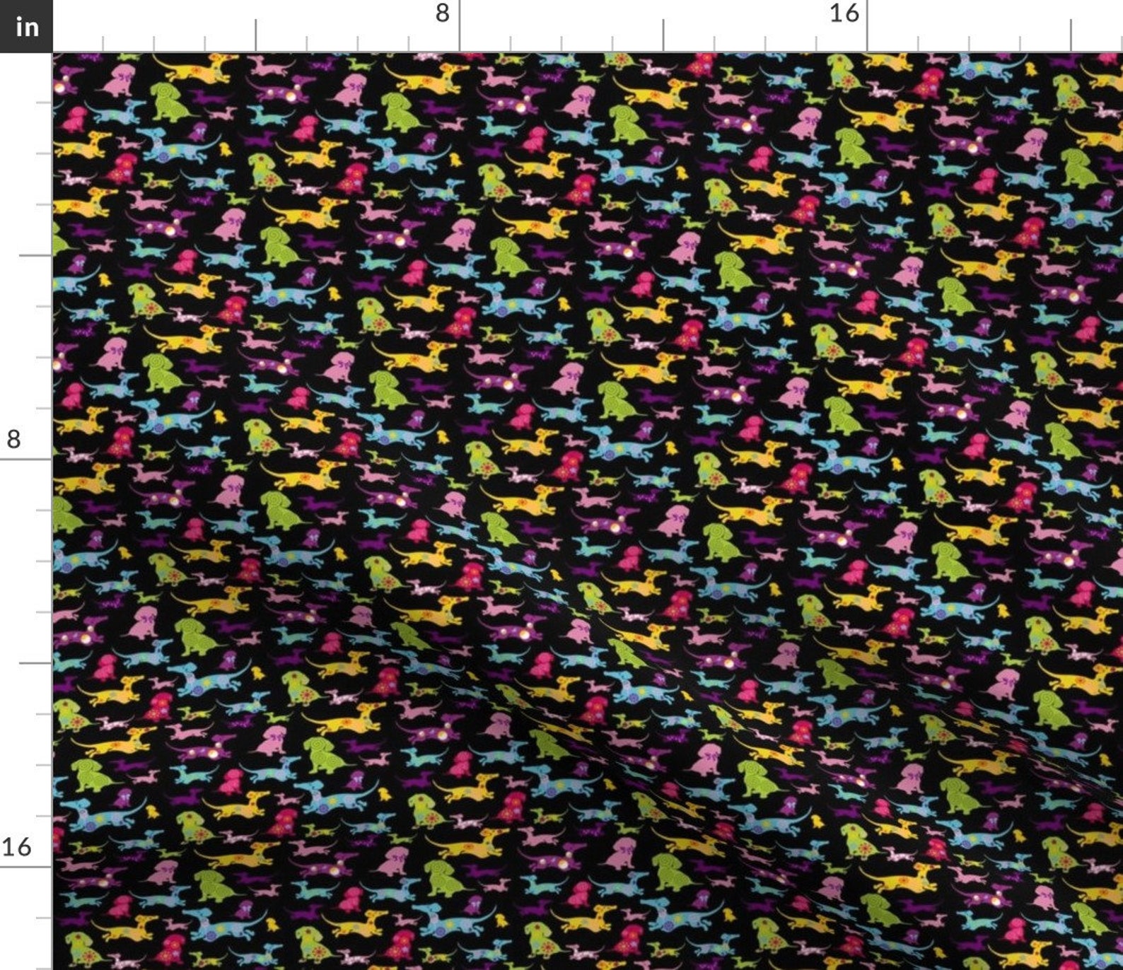 Dachshund Fabric Dachshund Puppy Colorful Love Happy Dog - Etsy