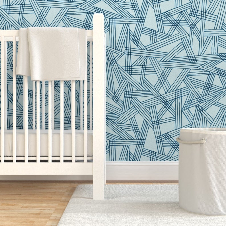 Fragmentation Wallpaper Roosting by Chris Jorge Blue Geo - Etsy