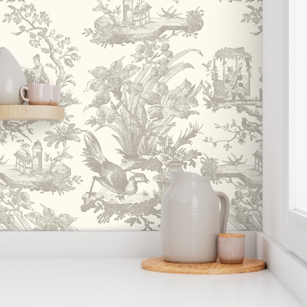 Chinoiserie Wallpaper Chinoiserie Toile by - Etsy