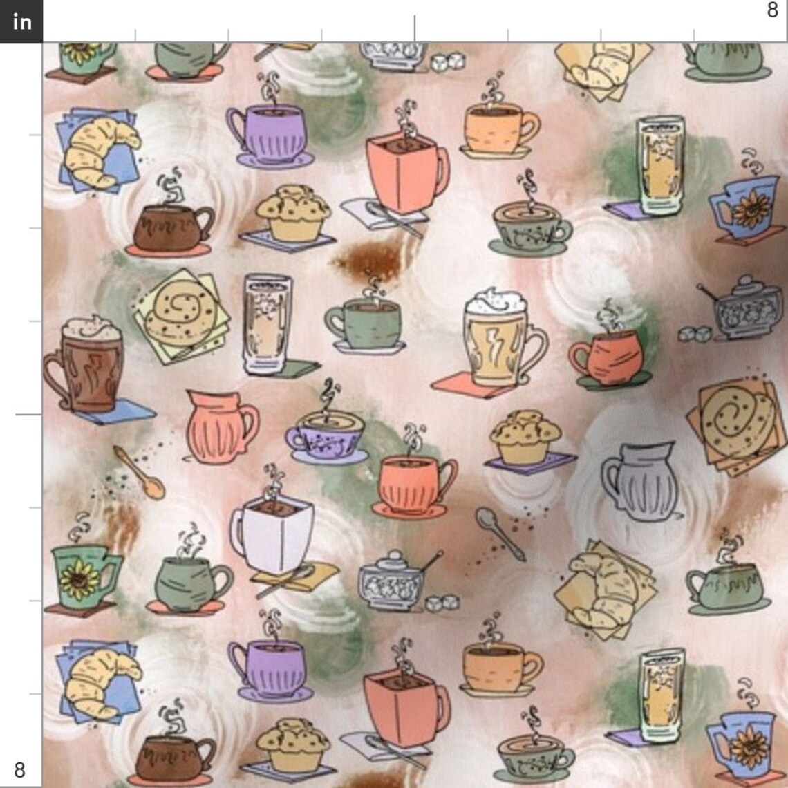 Morning Coffee Fabric Coffee Time Small Print by - Etsy