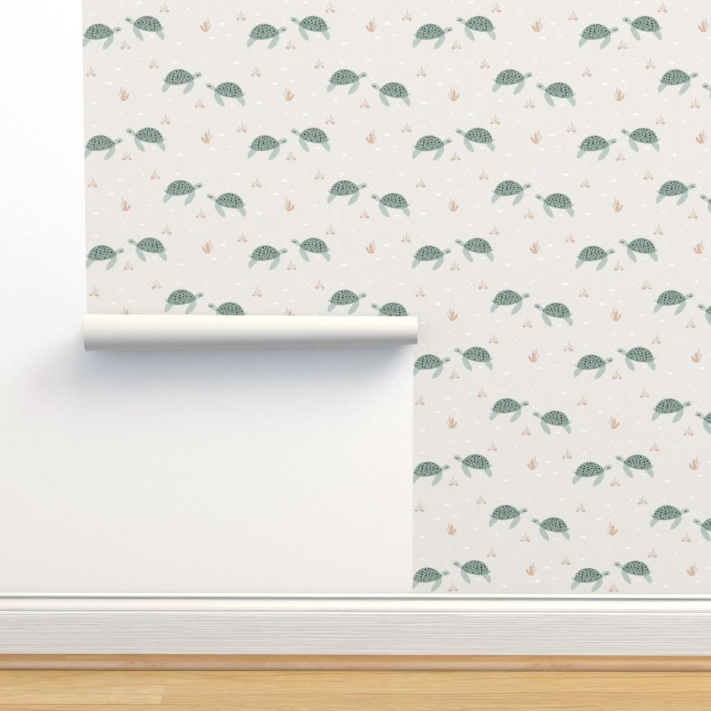 Boho Sea Turtles Removable Peel and Stick Wallpaper - Coastal Nautical ...