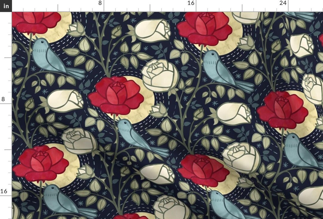 Victorian Nightingale Fabric - the Nightingale and the Rose by Marketa ...