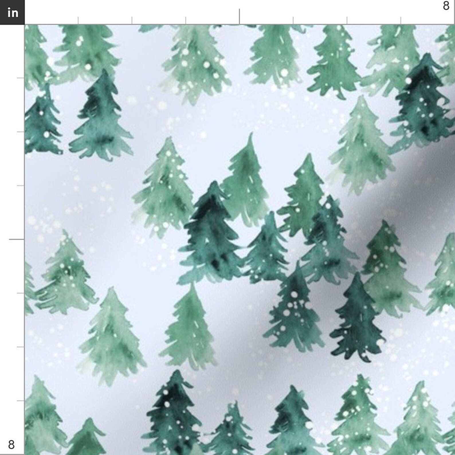 Woodland Pine Trees Fabric Chalet View by Joy and Ink - Etsy