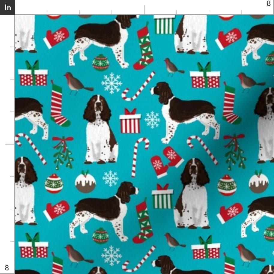 English Springer Spaniel Fabric Christmas Dogs Fabric Cute | Etsy
