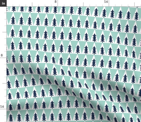 Tree Fabric Tree // Forest Woodland Triangle Camping Mint | Etsy