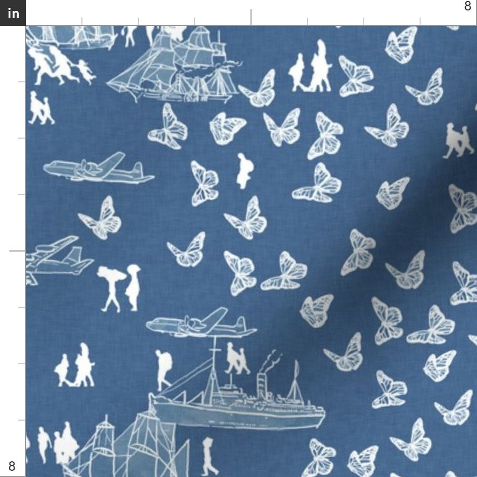 Immigration Fabric A Nation of Immigrants on Blue by | Etsy