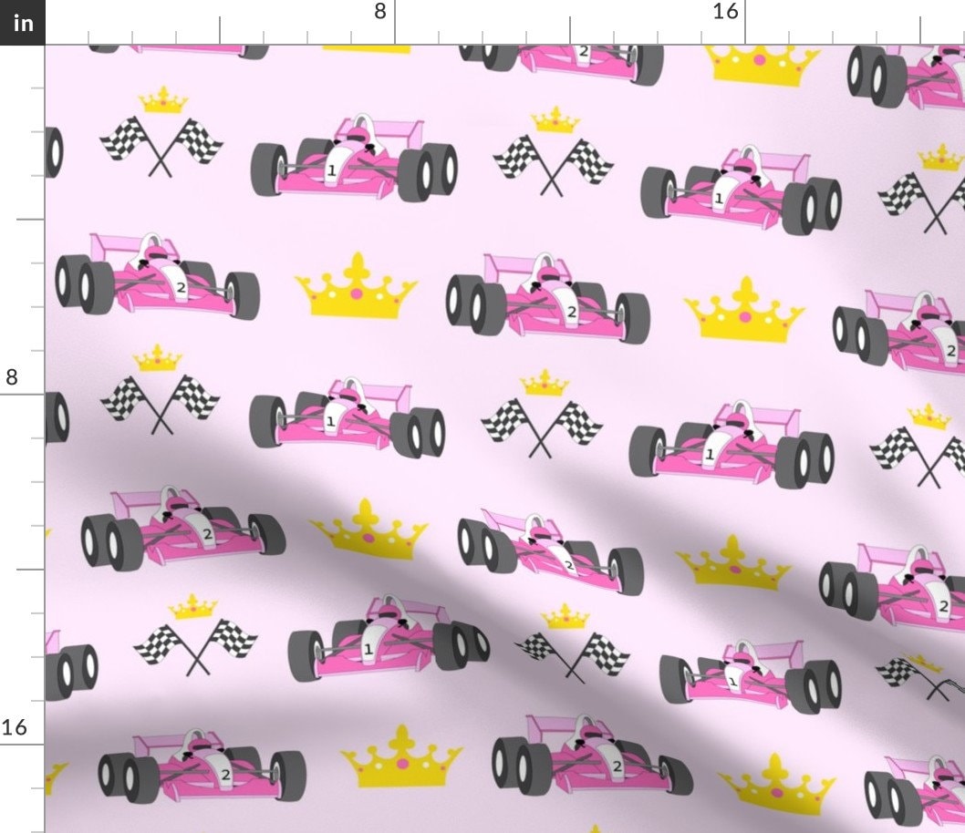 Race Cars Pink Fabric Princess Race Cars Pink Race Track By | Etsy