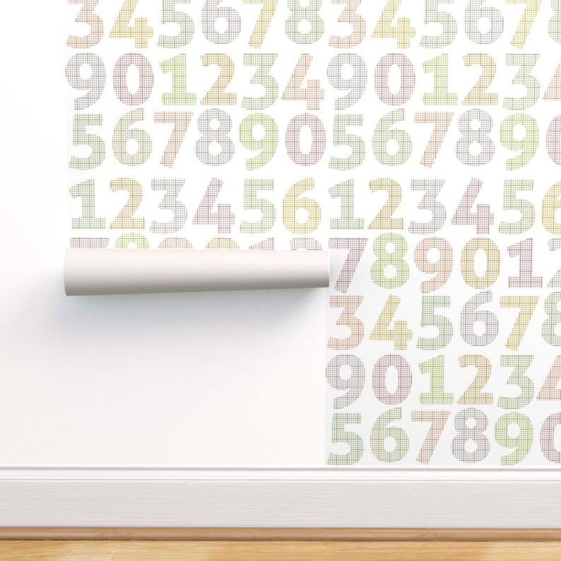 Number Wallpaper Jumbo Number Grid on White by Weavingmajor | Etsy