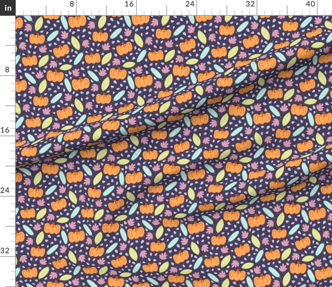 Autumn Pumpkins Fabric Pumpkins Purple by Jaymehennel - Etsy