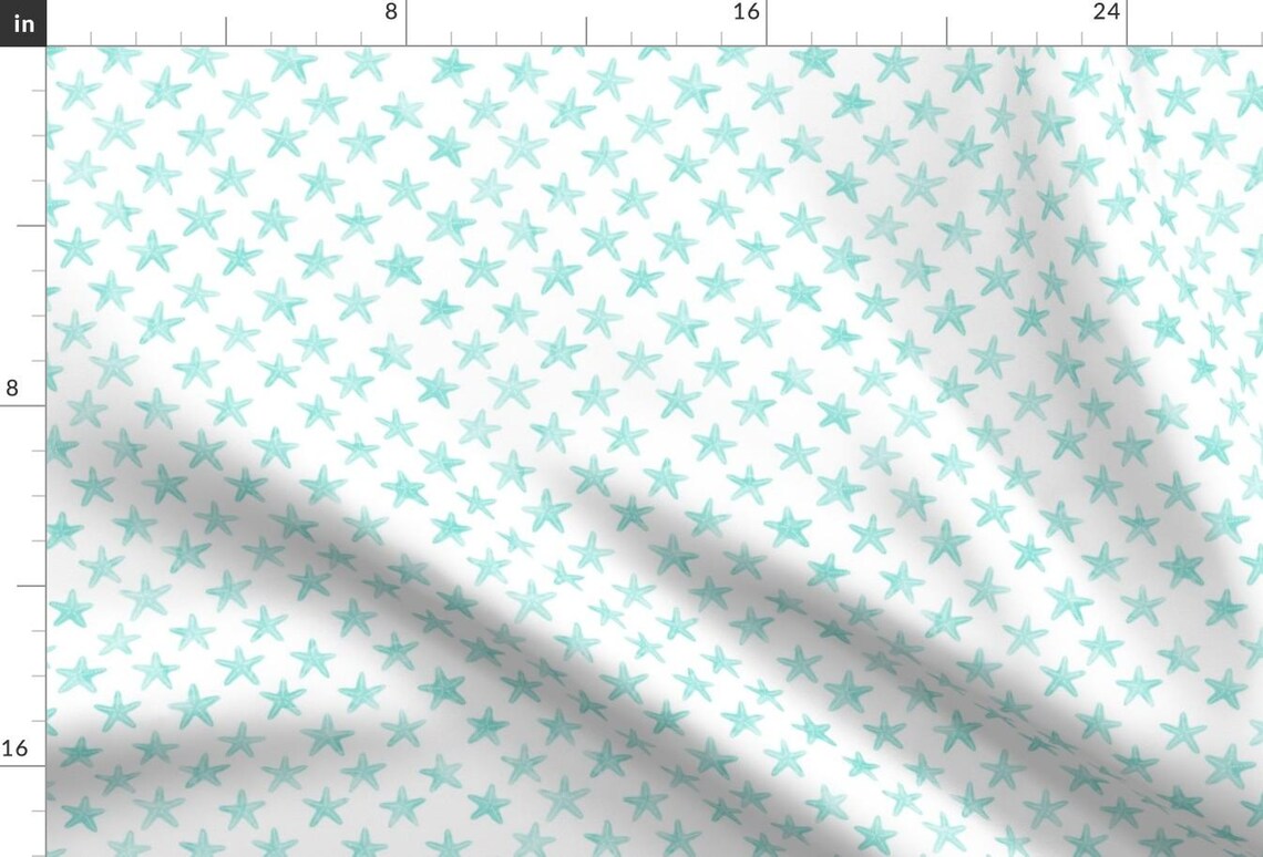 Starfish Fabric - Small Scale Starfish Teal Mermaid Coordinate by ...
