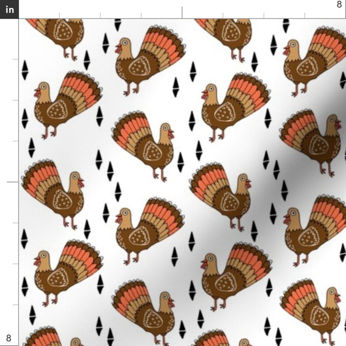 Geometric Turkeys Fabric Thanksgiving Turkey Trot Bird - Etsy