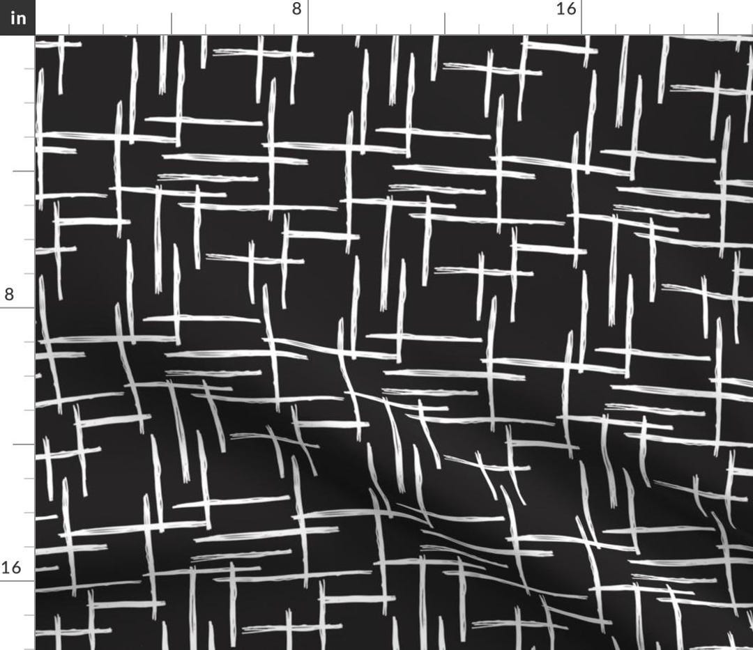 Black and White Abstract Fabric Geometric Black and White Grid Fabric ...