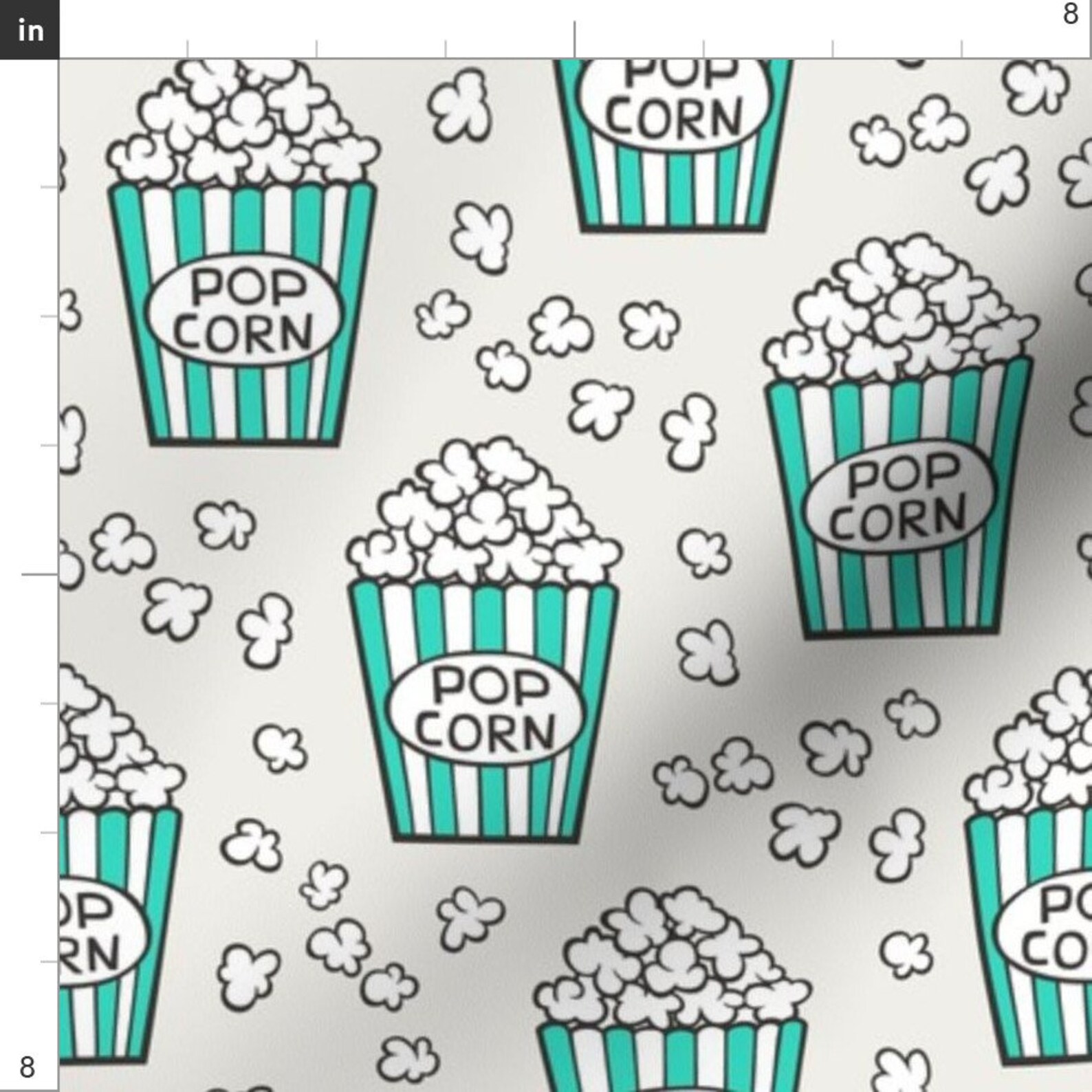 Popcorn Fabric Popcorn Green On Cloud Grey By Caja Design | Etsy