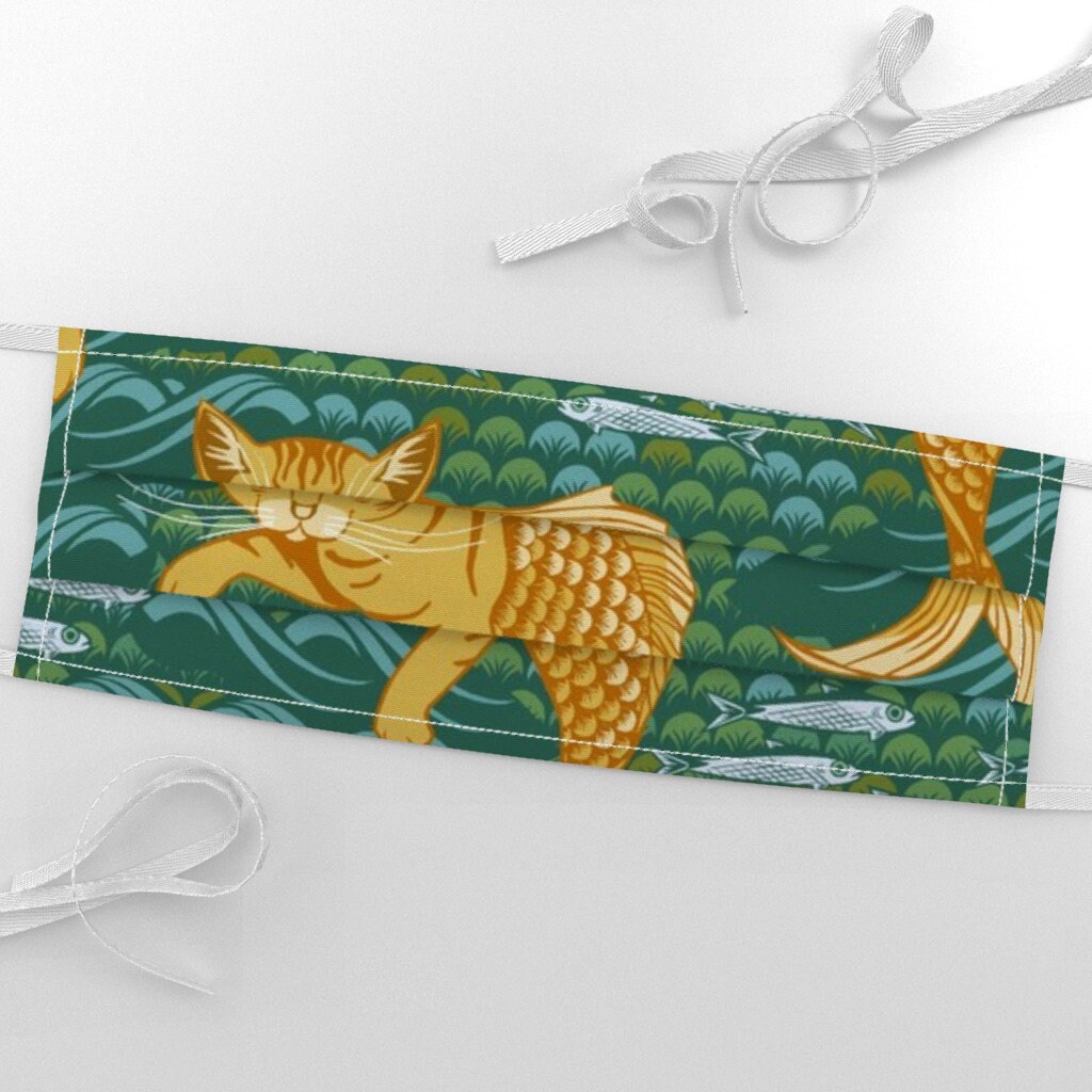 Catfish Fabric Fishy Felines by Cjldesigns Imaginary | Etsy