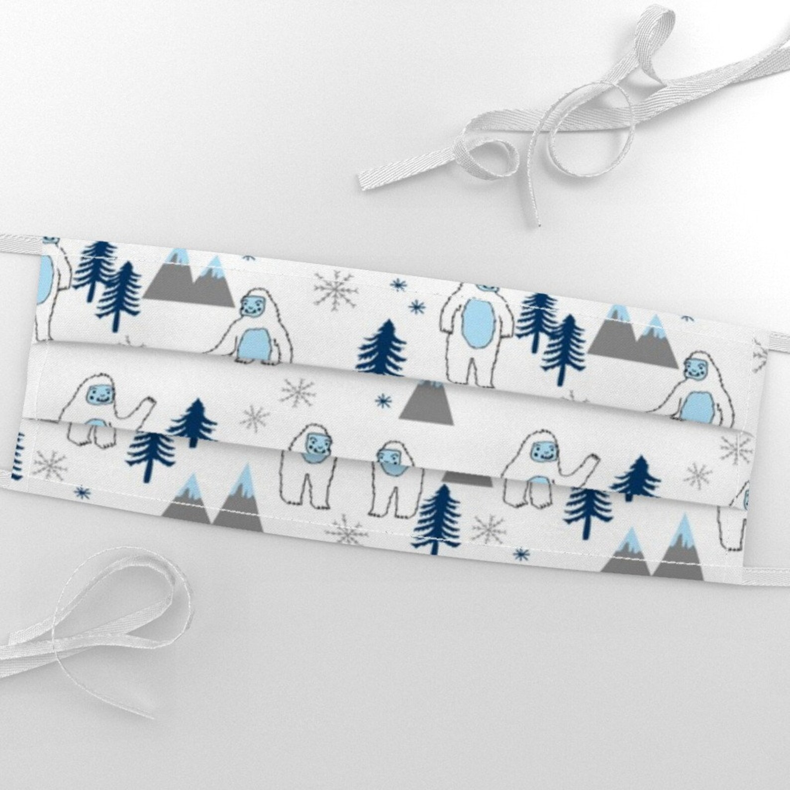 Yeti Fabric Yeti Christmas Winter Snow Fabric White And Blue | Etsy