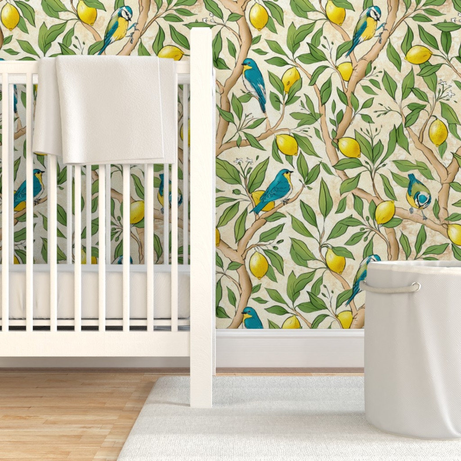 Nature Wallpaper Birds and Lemons by Chiaradesignstudio - Etsy