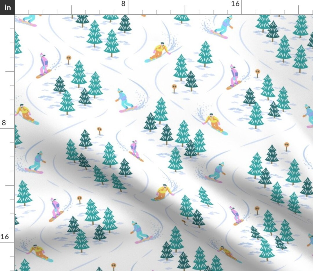 Snowboarding Fabric Cool 90s Snowboarders by Hannahshields White Blue ...