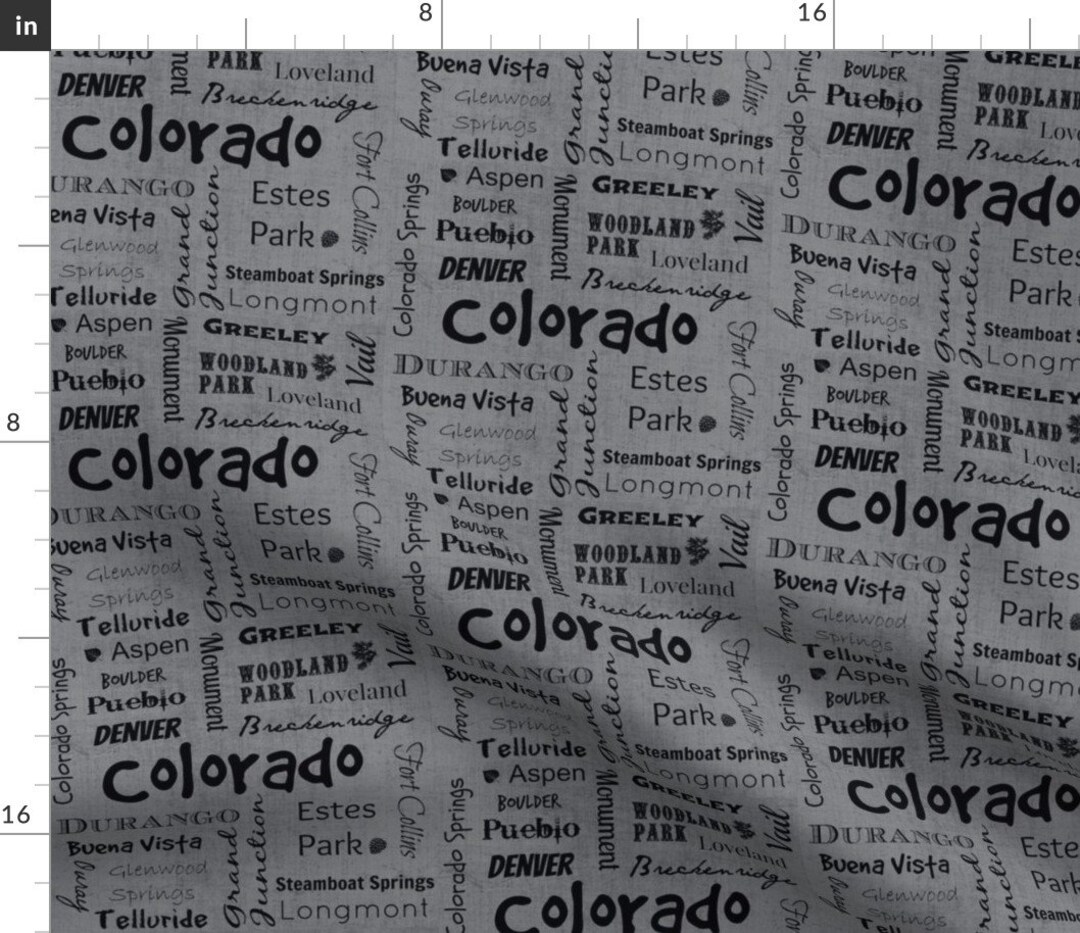 Colorado Fabric Cities of Colorado Grey by Svester Colorado State ...