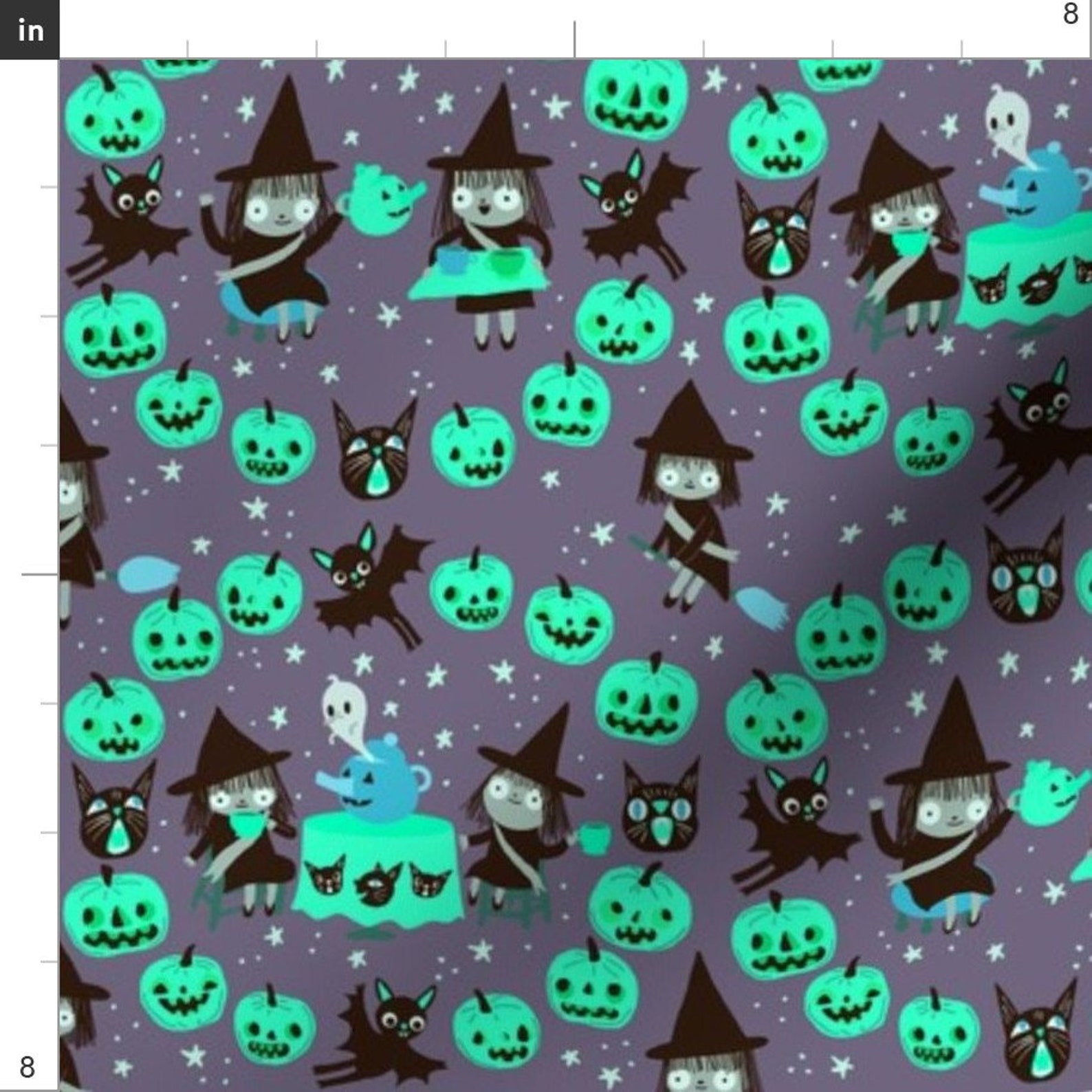 Gray and Teal Halloween Witches Fabric Witch Fabric Purple - Etsy