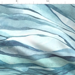 Watercolor Apparel Fabric - Abstract Ocean Waves by Shelley_ismay ...