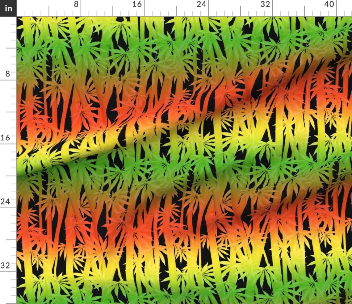 Rasta Fabric Rasta Stalks and Fan Leaves by Camomoto | Etsy