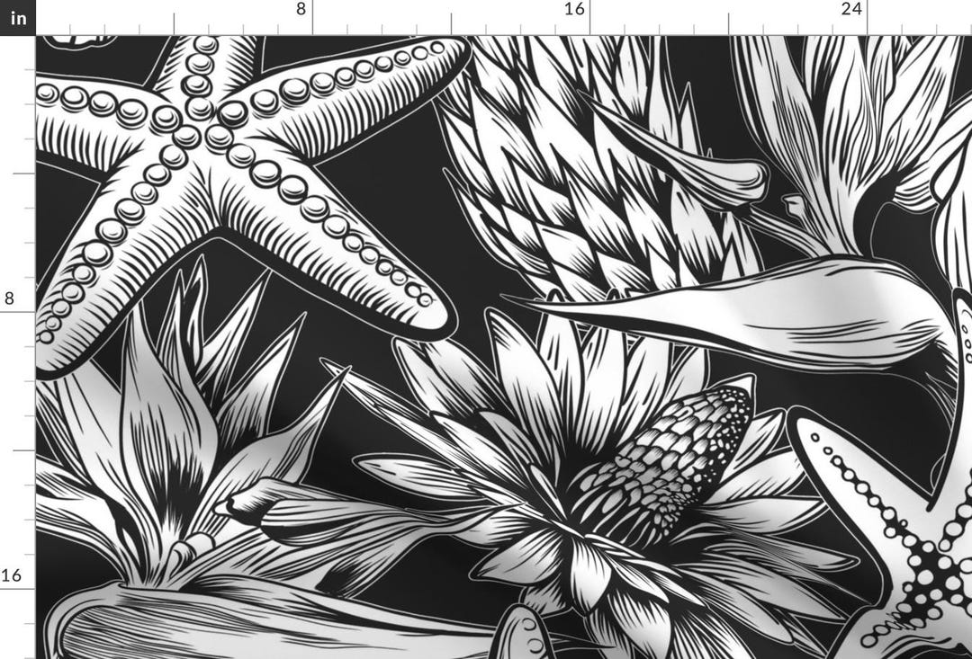 Tropical Black White Apparel Fabric - Summer Beach by Irinatsaran ...