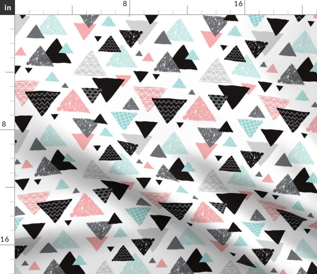 Triangles Fabric Geometric Triangle by Littlesmilemakers - Etsy